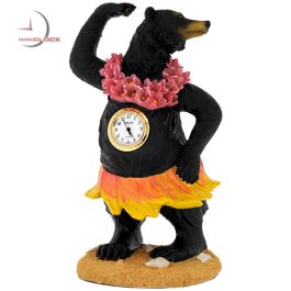 HULA BEAR MINIATURE ANIMAL HAWAII COLLECTIBLE MINI CLOCK
