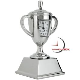 Mini Clocks, Silver Engravable Sports TROPHY CLOCK