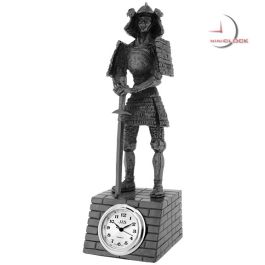 SAMURAI WARRIOR w SWORD MINIATURE STATUE DESKTOP MINI CLOCK